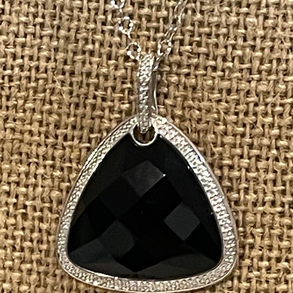 Onyx Sterling | Jewelry | Triangle Faceted Onyx Sterling Pendant And ...
